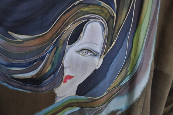 80s suede artist made jacket with great art in back a… - Gem