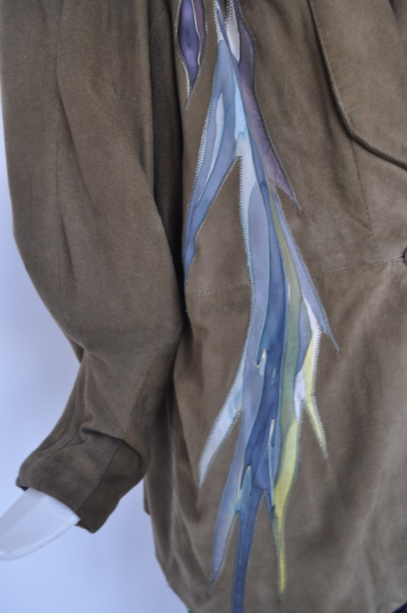 80s suede artist made jacket with great art in back a… - Gem