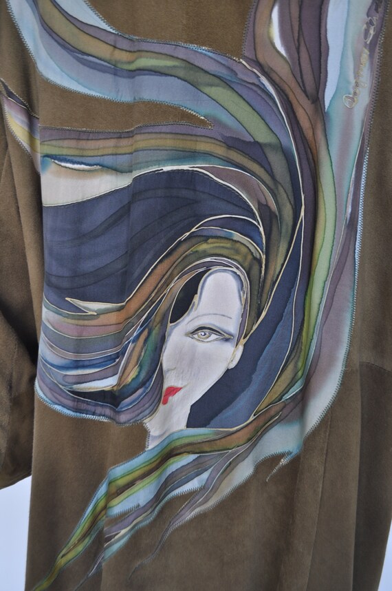 80s suede artist made jacket with great art in back a… - Gem
