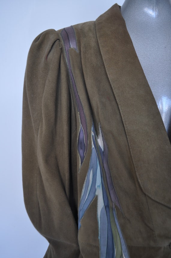 80s suede artist made jacket with great art in back a… - Gem