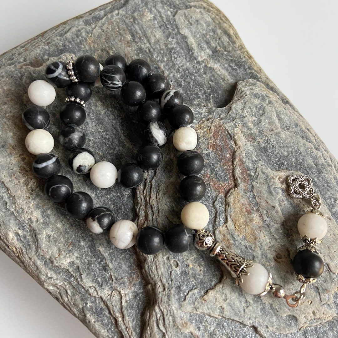 Handmade Zebra Jasper Tasbih – Islamic Prayer Beads, Stainless Steel - Etsy
