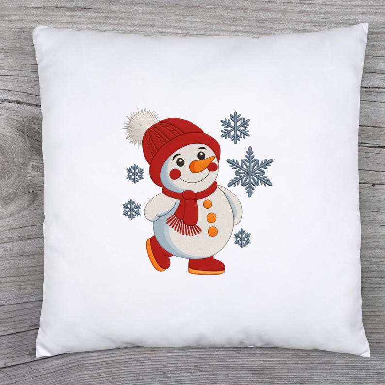 Snowman Embroidery Design, Cute Christmas Pattern, Winter Embroidery ...
