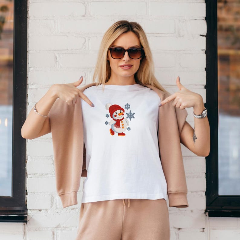 Snowman Embroidery Design, Cute Christmas Pattern, Winter Embroidery ...