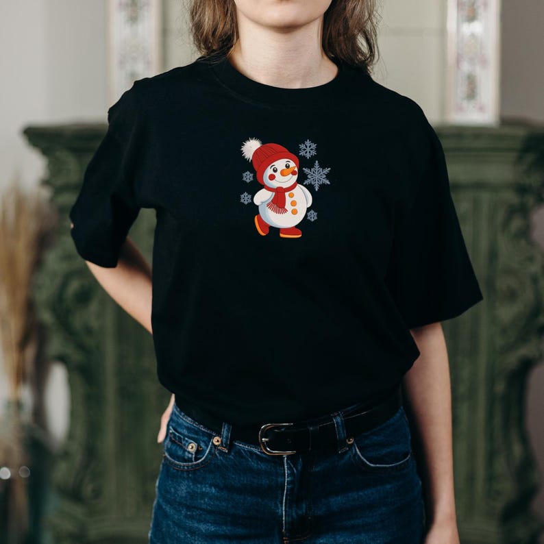 Snowman Embroidery Design, Cute Christmas Pattern, Winter Embroidery ...