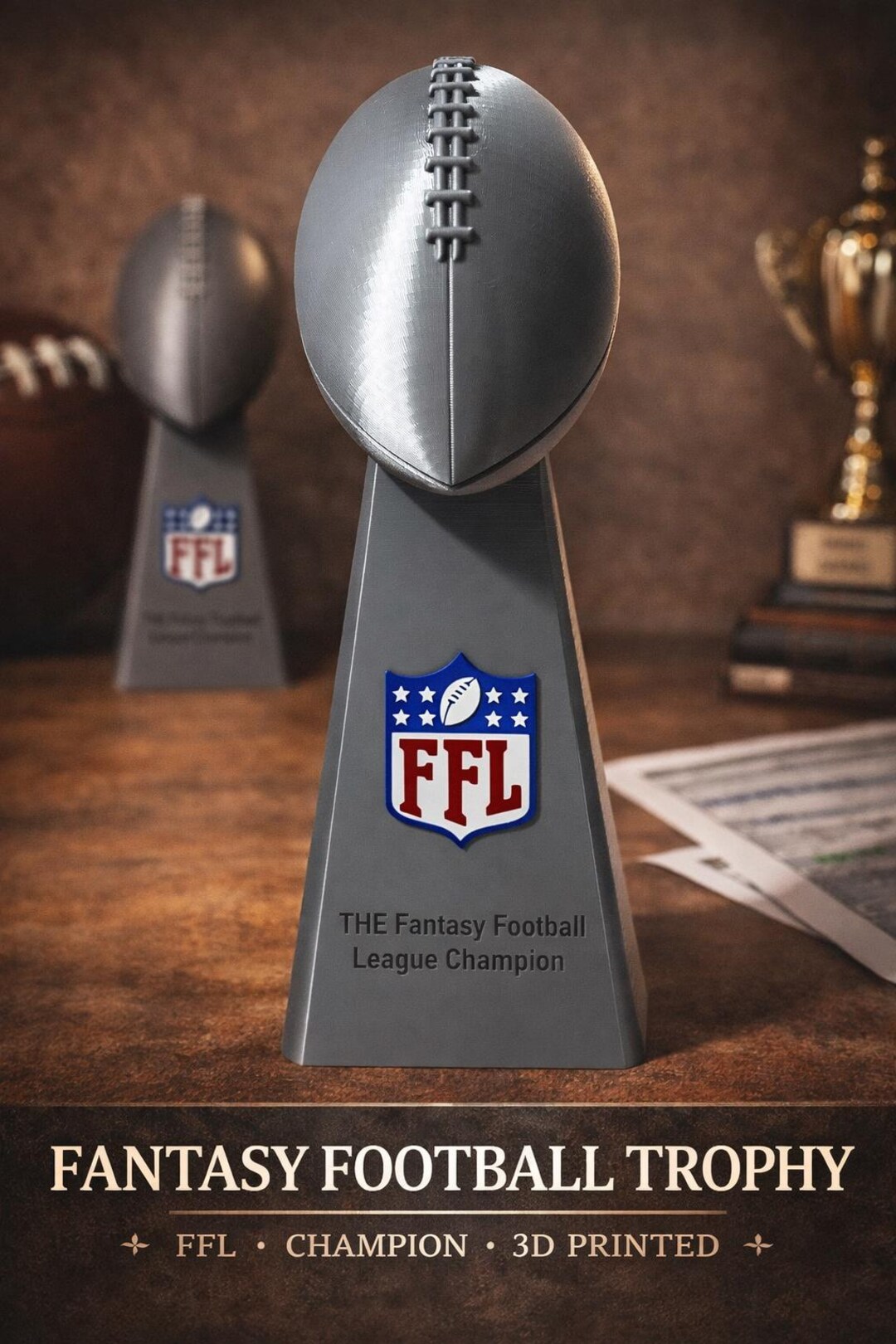 Fantasy Football Trophy – 3D Printed FFL Champion Trophy – Custom ...