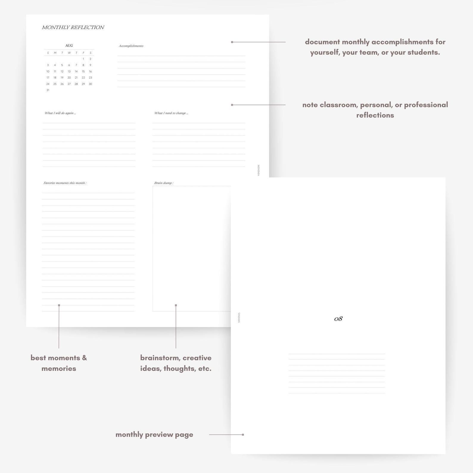 Printable 25-26 Teacher Minimal Planner Insert - Etsy