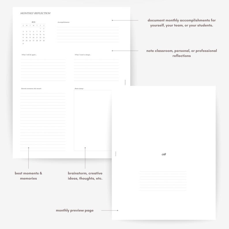 Printable 25-26 Teacher Minimal Planner Insert - Etsy
