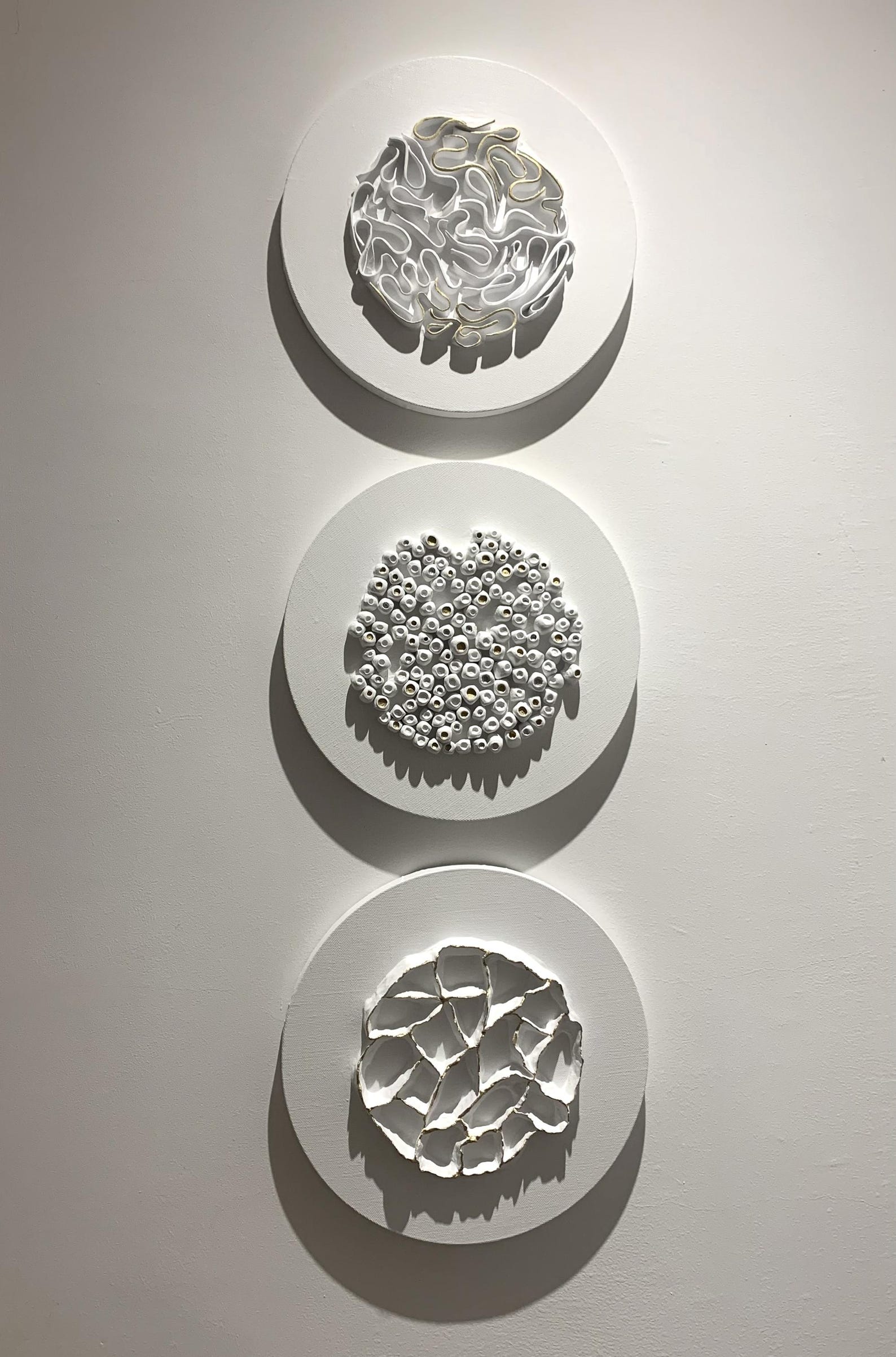 Round Abstract 3D Textured Wall Art Handmade Sculptural Canvas Panels ...