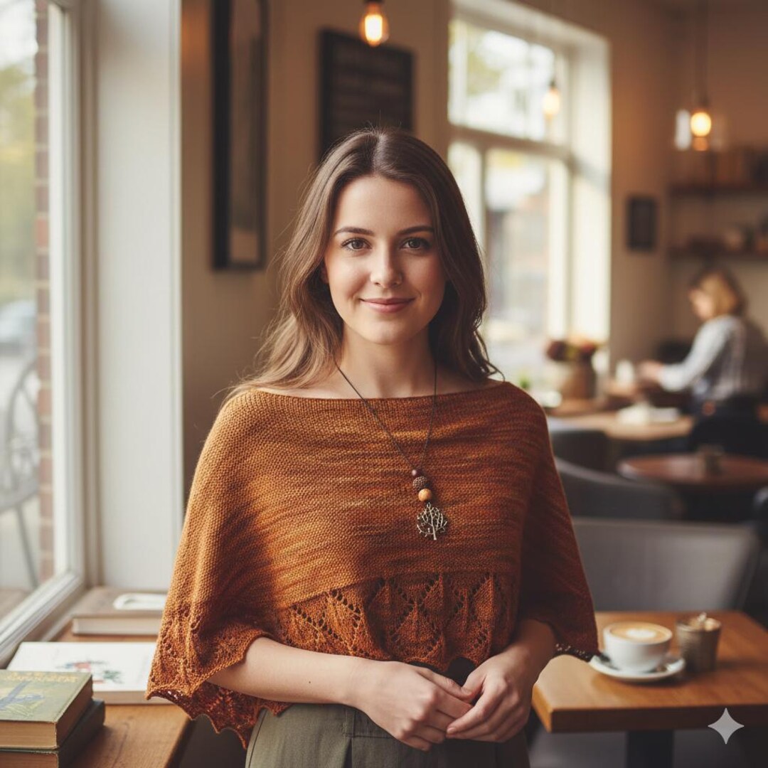 Autumn Leaves Lace Poncho Knit Pattern – Variegated Yarn,(pdf Pattern ...