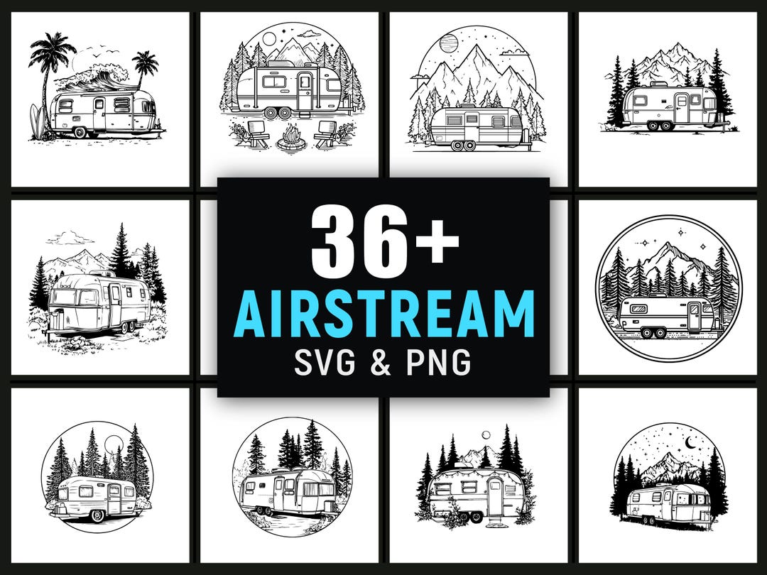 Airstream SVG PNG, Vintage Travel Trailer Clipart for Rustic Wall Art ...