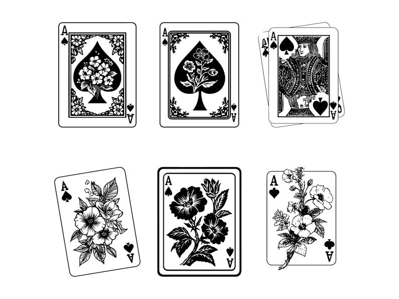 Playing Card SVG PNG for Print and Engraving Design, Poker Deck Clipart ...