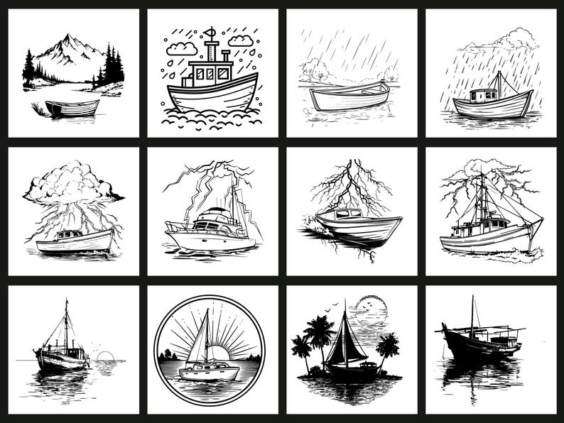 Boat Silhouette SVG PNG Bundle, Nautical Clipart, Lake Life Design - Etsy