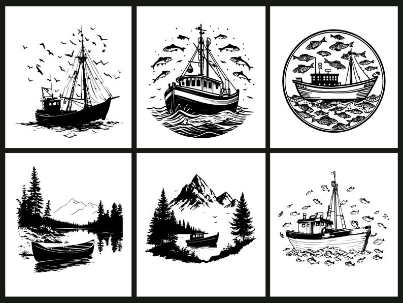 Boat Silhouette SVG PNG Bundle, Nautical Clipart, Lake Life Design - Etsy