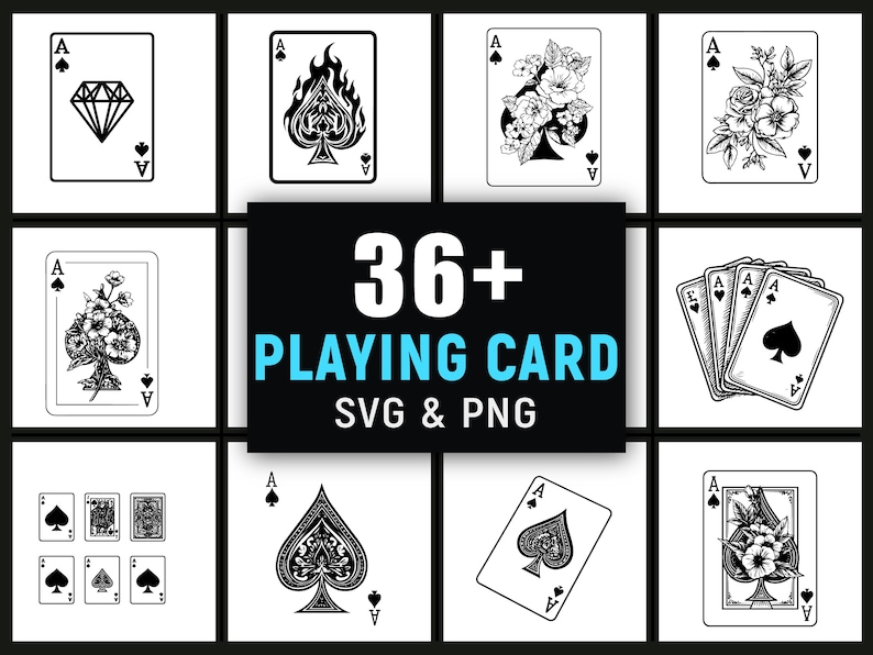Playing Card SVG PNG for Print and Engraving Design, Poker Deck Clipart ...