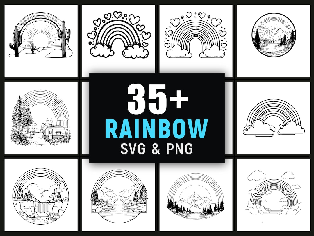 Rainbow SVG PNG for Print and Engraving Design, Colorful Arc Clipart ...