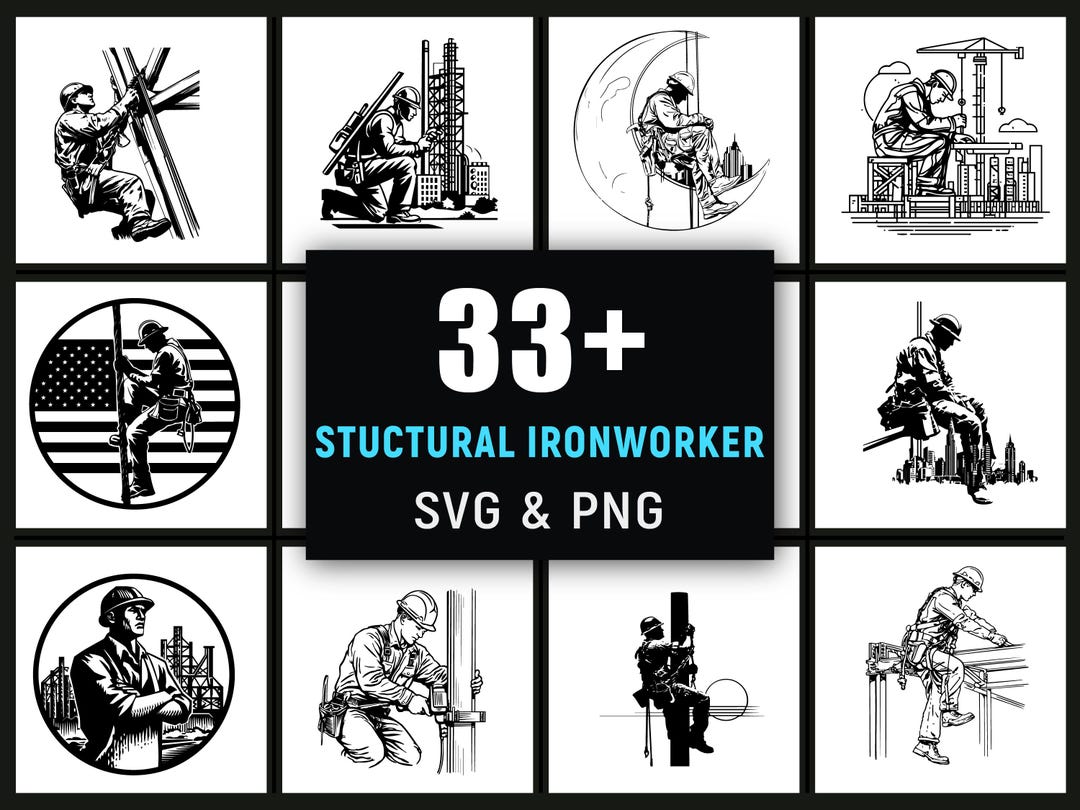 Structural Ironworker SVG PNG, Steel Worker Construction Clipart for ...
