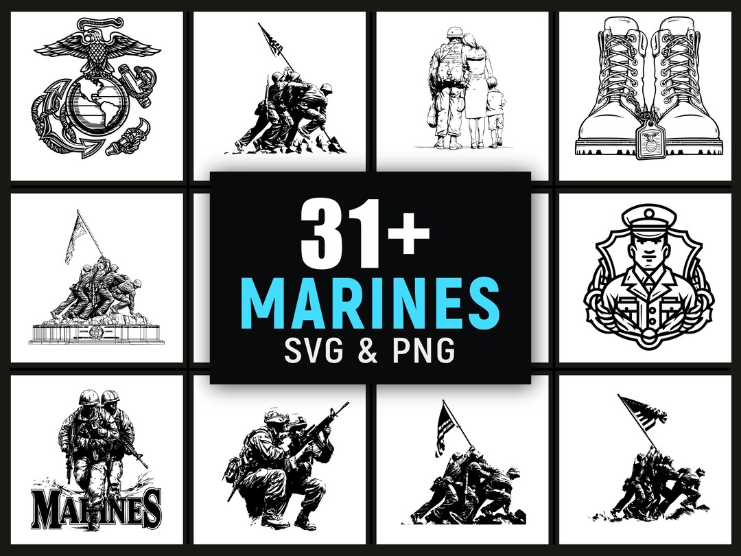 Marines SVG PNG, U.S. Marines Clipart for Cricut, Military Wall Art ...