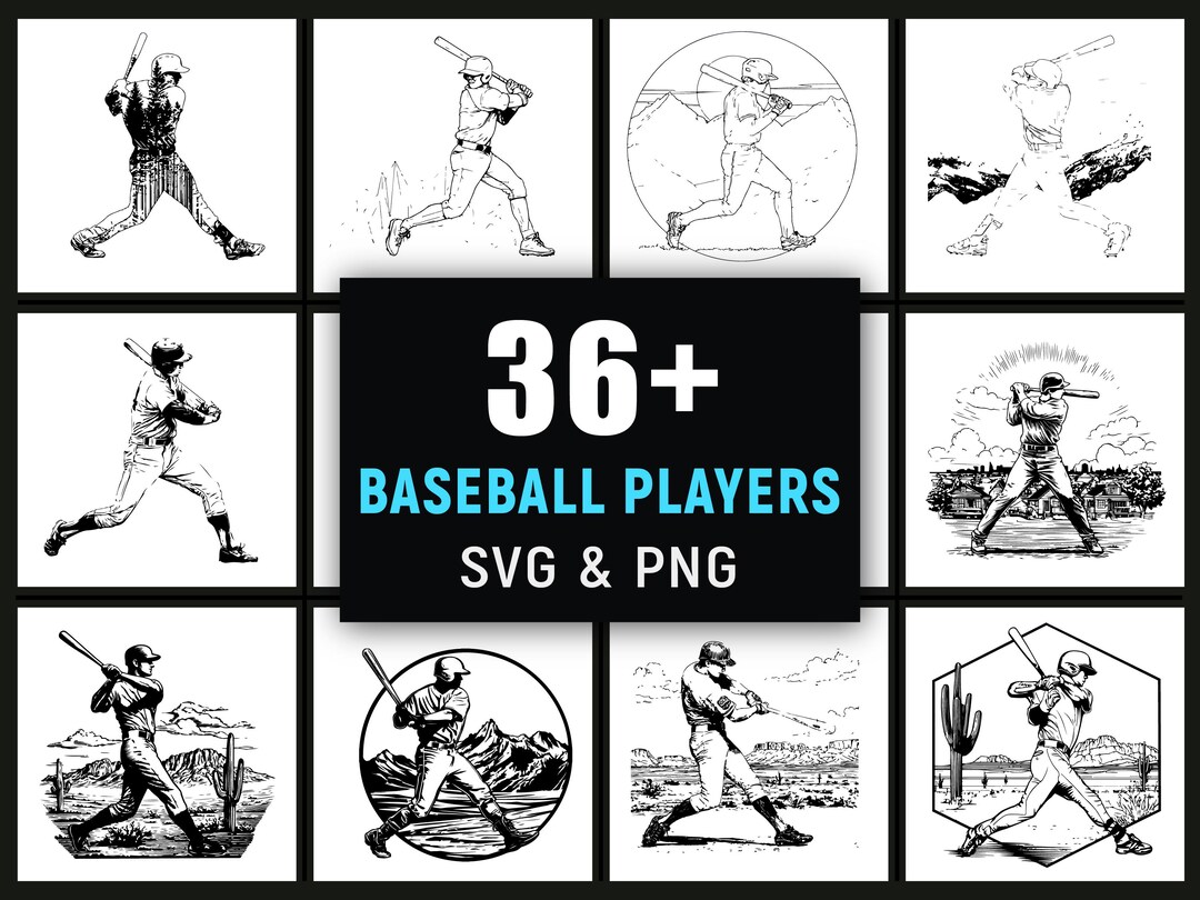Baseball Player SVG PNG Bundle, Athlete Clipart Vector, Sports Design ...