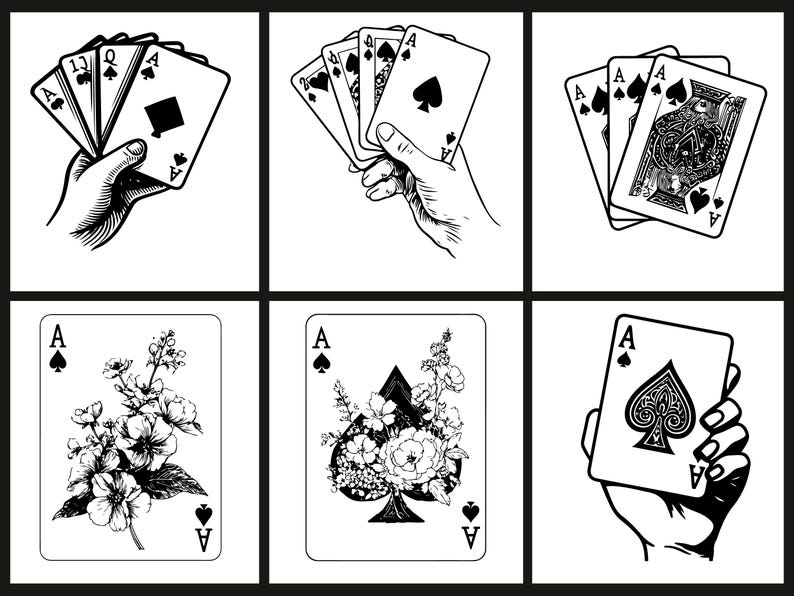 Playing Card SVG PNG for Print and Engraving Design, Poker Deck Clipart ...