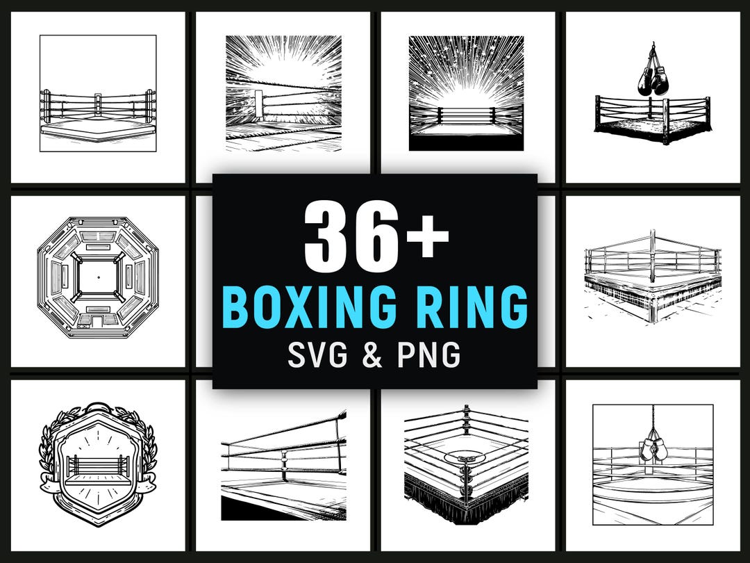 Boxing Ring SVG PNG, Sports Arena Clipart for Game Room Wall Art Cricut ...