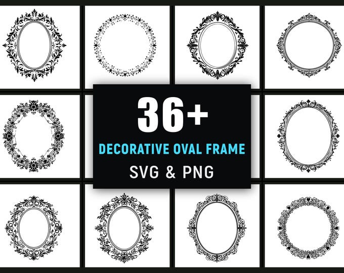 63 Unique Oval Frame Svg Bundle, Decorative Oval Frame Svg, Cricut Oval ...