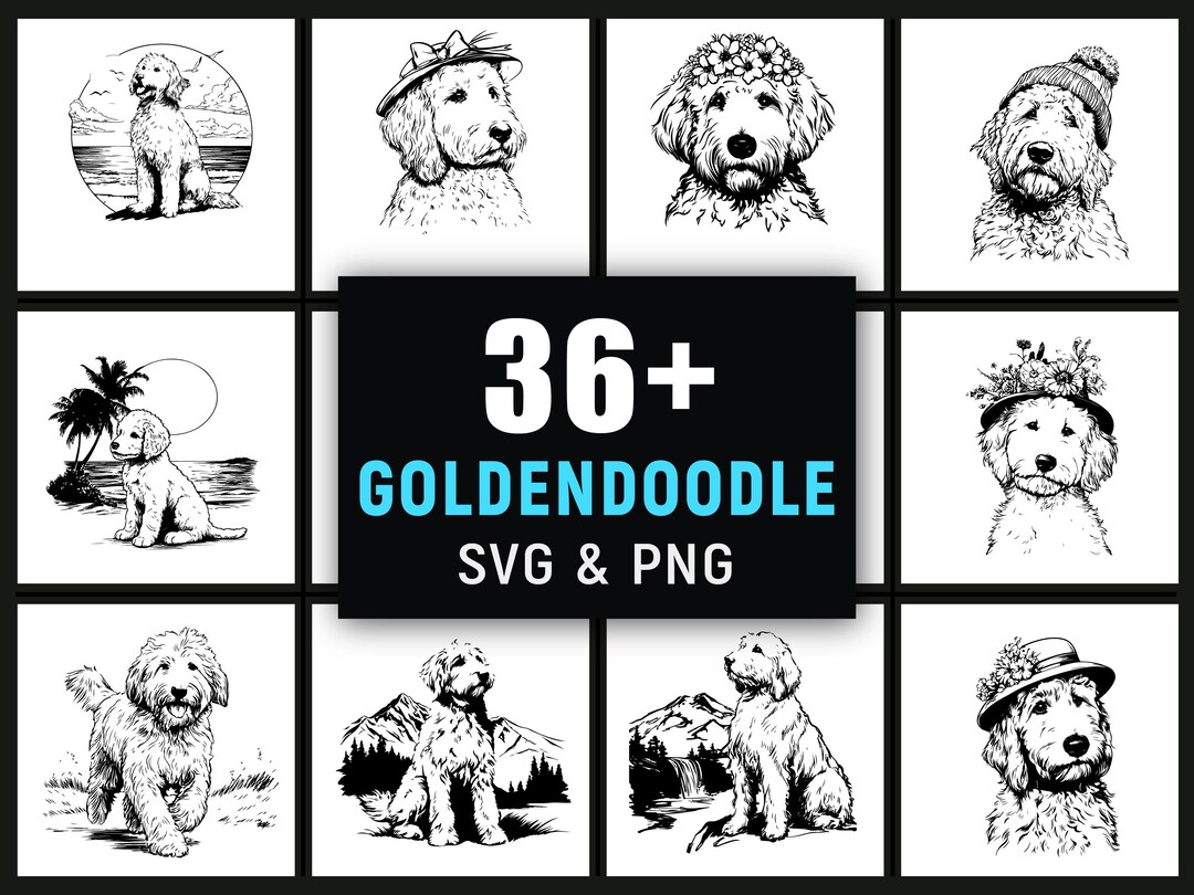 Goldendoodle Dog SVG PNG Bundle, Dog Breed Clipart, Animal Silhouette ...