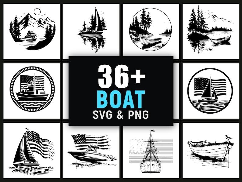 Boat Silhouette SVG PNG Bundle, Nautical Clipart, Lake Life Design - Etsy