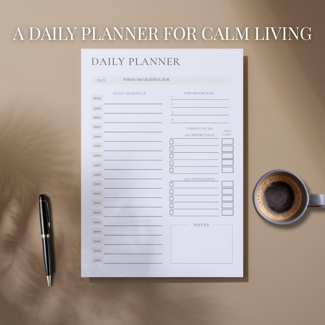 Minimalist Daily Planner | Printable Productivity Sheet (PDF) - Etsy