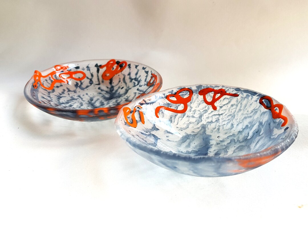 Fused Glass Art Bowls With Brain Structures and Hieroglyphics, Scales ...