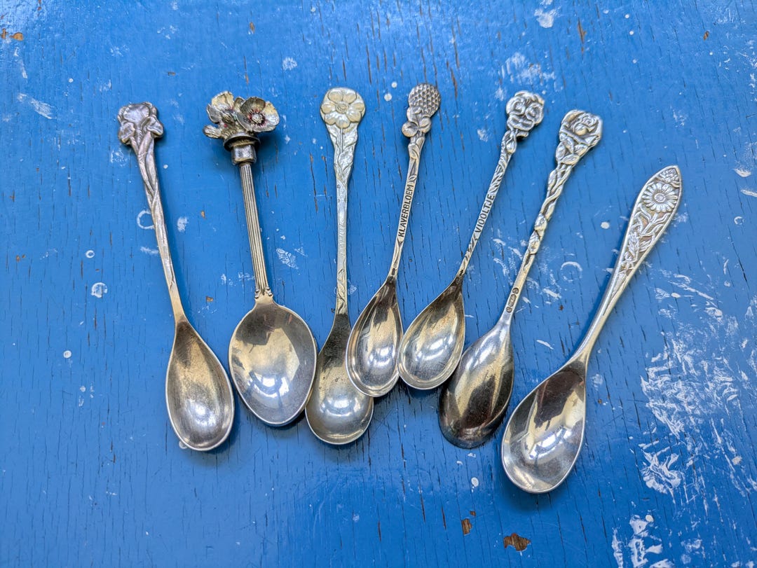Flower Spoons, Botanical Gift, Old Dutch Teaspoons With Floral Motif ...