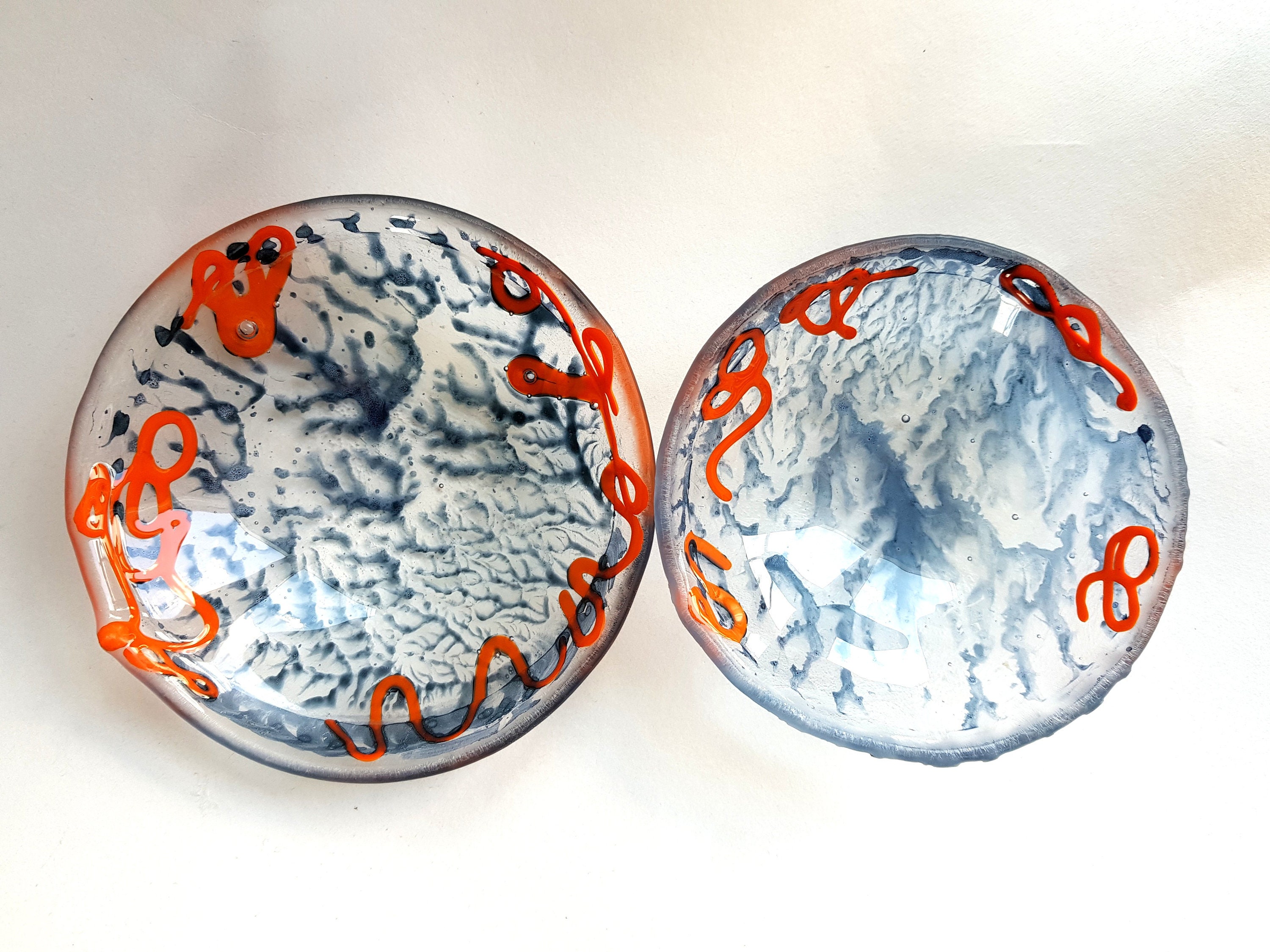Fused Glass Art Bowls With Brain Structures and Hieroglyphics, Scales ...