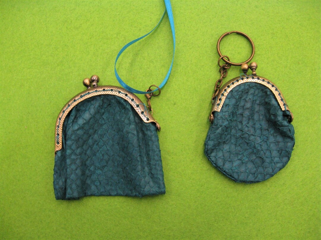 Emerald Green Fish Leather Coin Purse, Kiss-lock Frame Amulet Clutch - Etsy