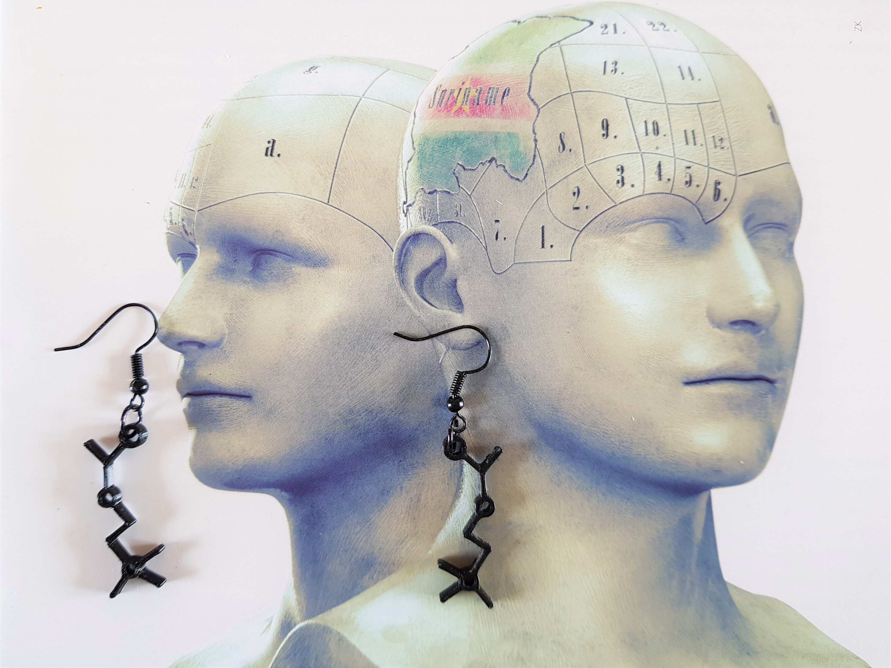 Memory Molecule Earrings, Black Acetylcholine Neurotransmitter Jewelry ...