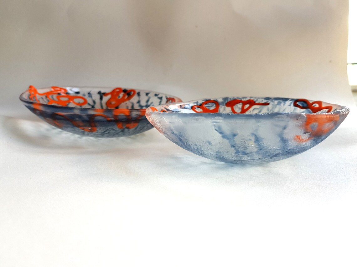 Fused Glass Art Bowls With Brain Structures and Hieroglyphics - Etsy