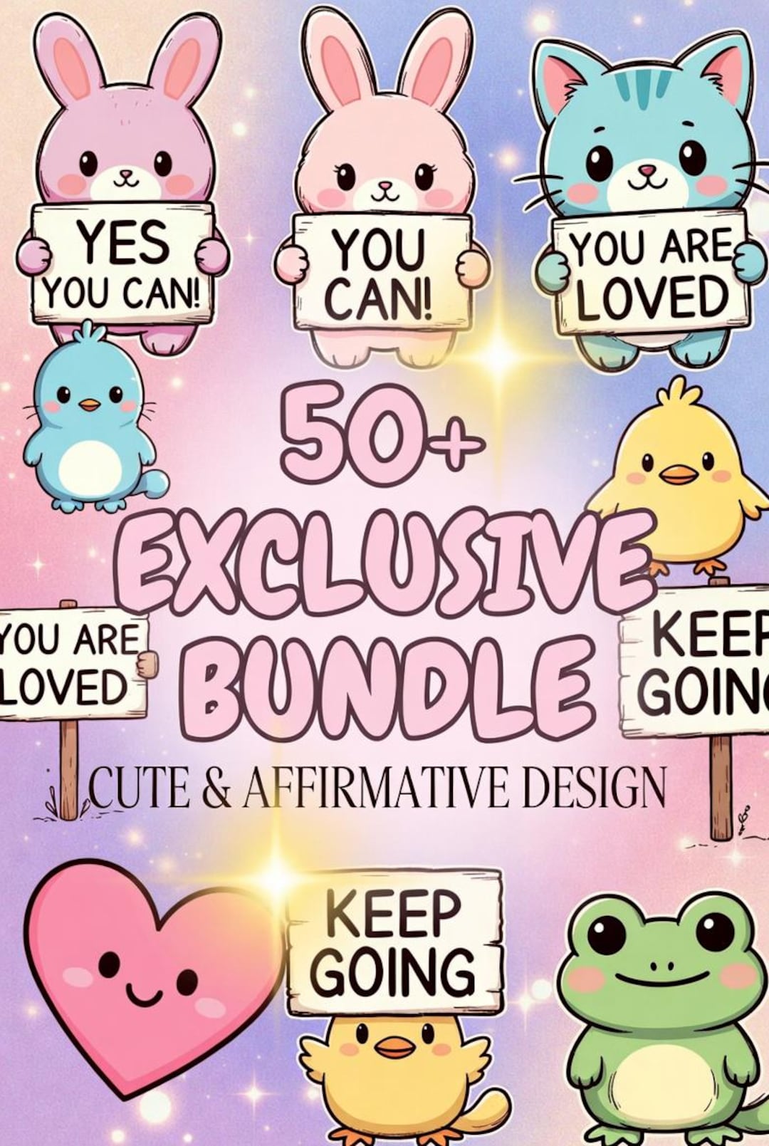 50+ Cute Affirmation PNG Bundle, Yes Motivation Quotes, Positive ...
