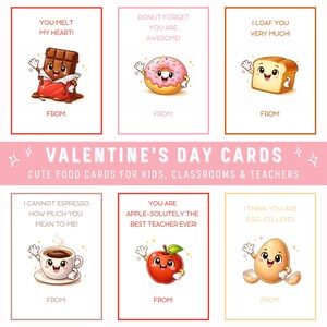 Kids Food Valentine Cards | Punny Classroom Printable Valentine ...