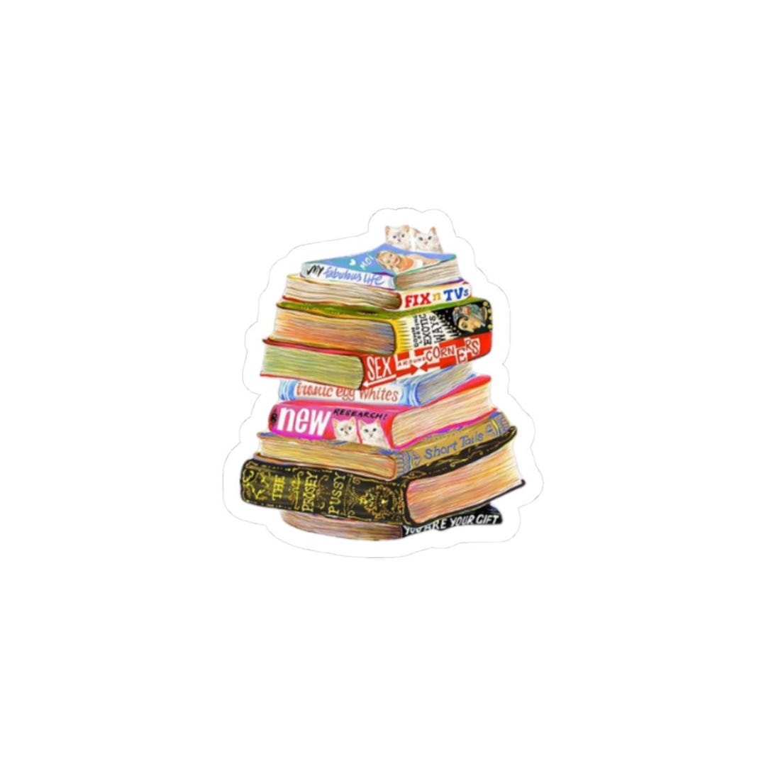 Watercolor Stack of Colorful Books Stickers | Book Lover Sticker Sheet ...