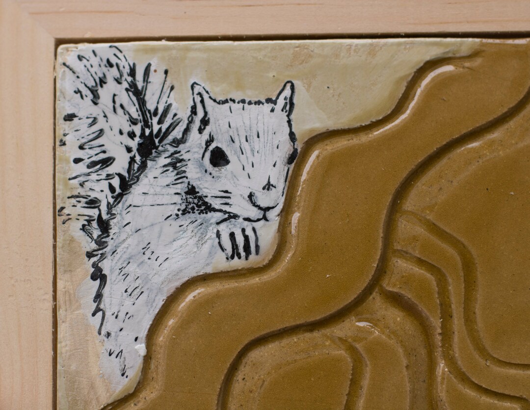 Tile Art, Framed Tile, Squirrel Tile, Artist Tile, Handmade Tile ...