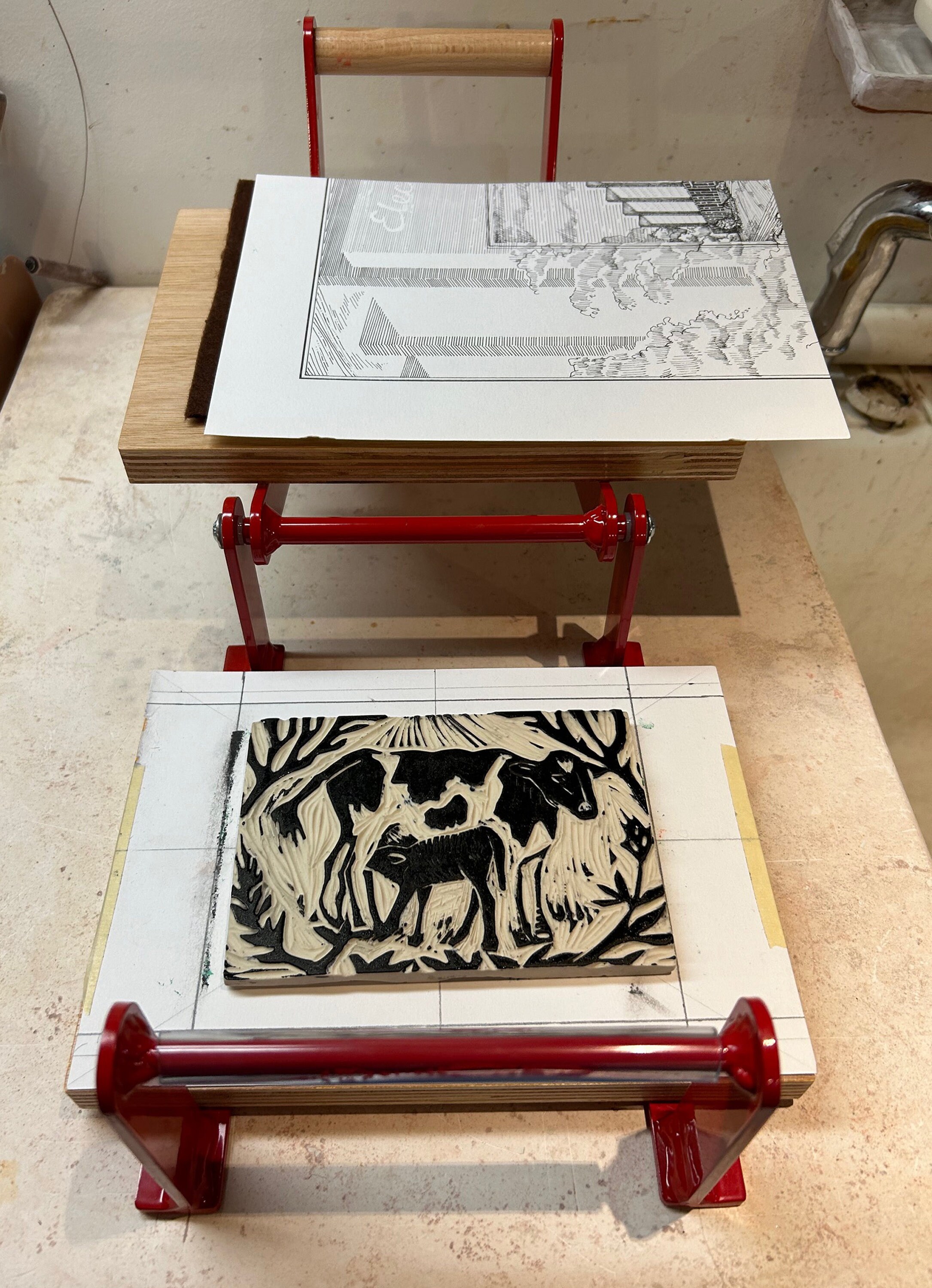 Holstein Cow Lino Print: Mother and Calf, Animal Art - Etsy