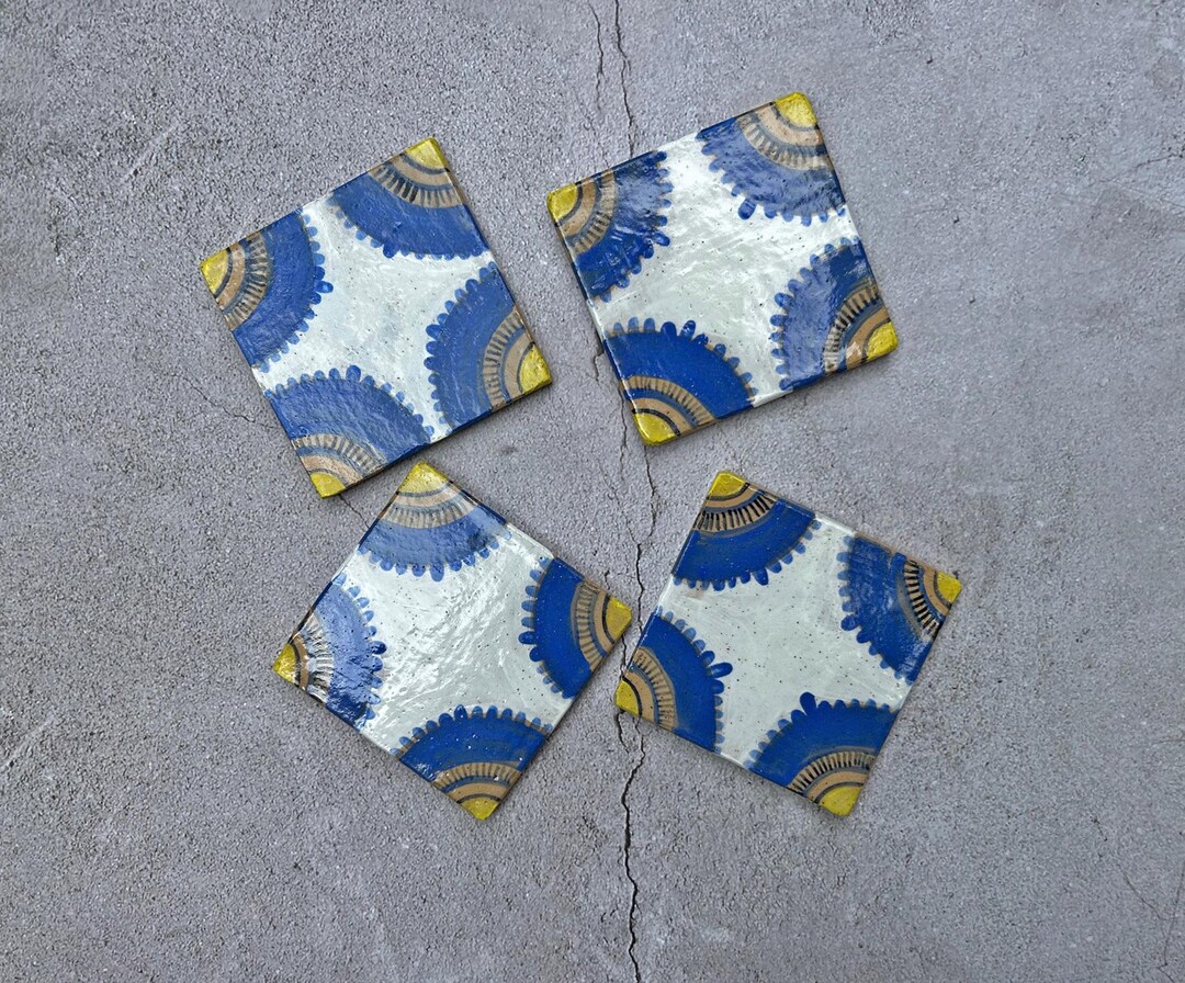 Handmade Delft Blue Tile Art: Ceramic Accent Tiles, Set of 4, Tile Art ...