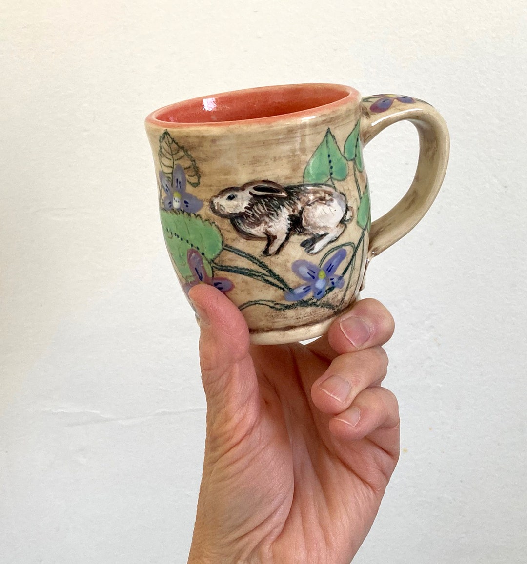 Tea Cup Tea Mug Coffee Cup Bunny Bunny Cup Violets - Etsy