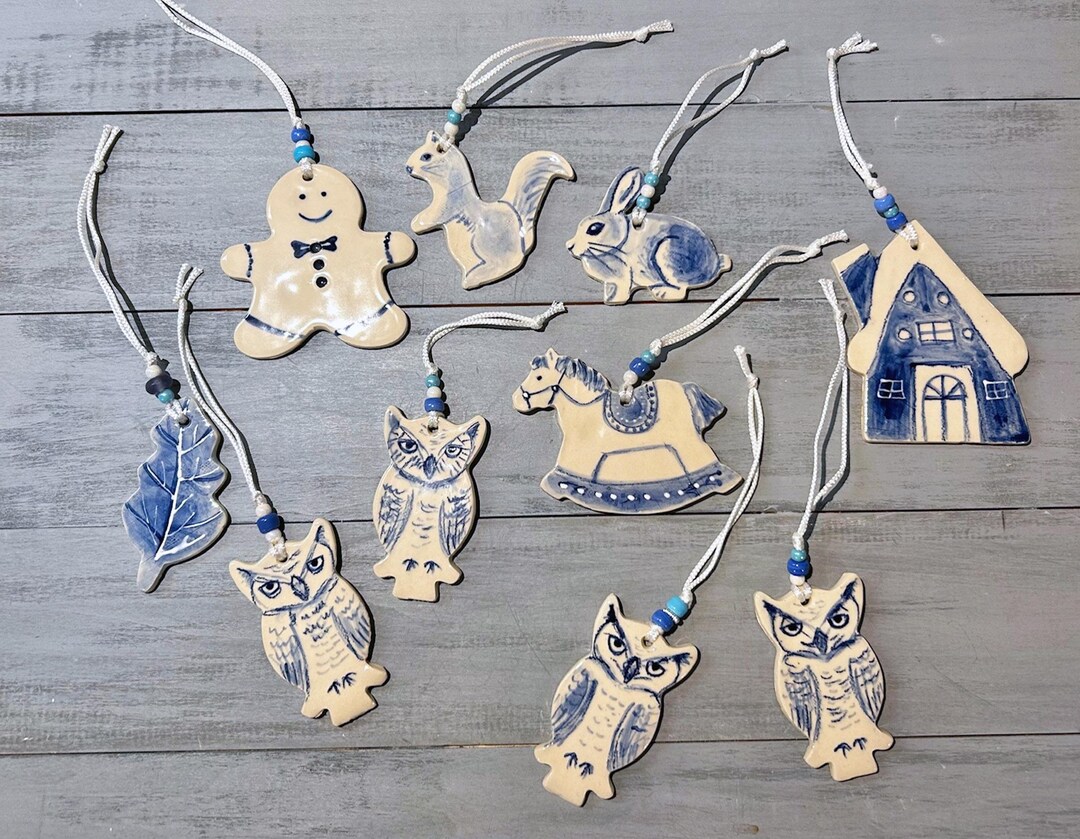 Handmade Ceramic Ornament, Delft Blue Style, Pretty Ornament, Clay ...