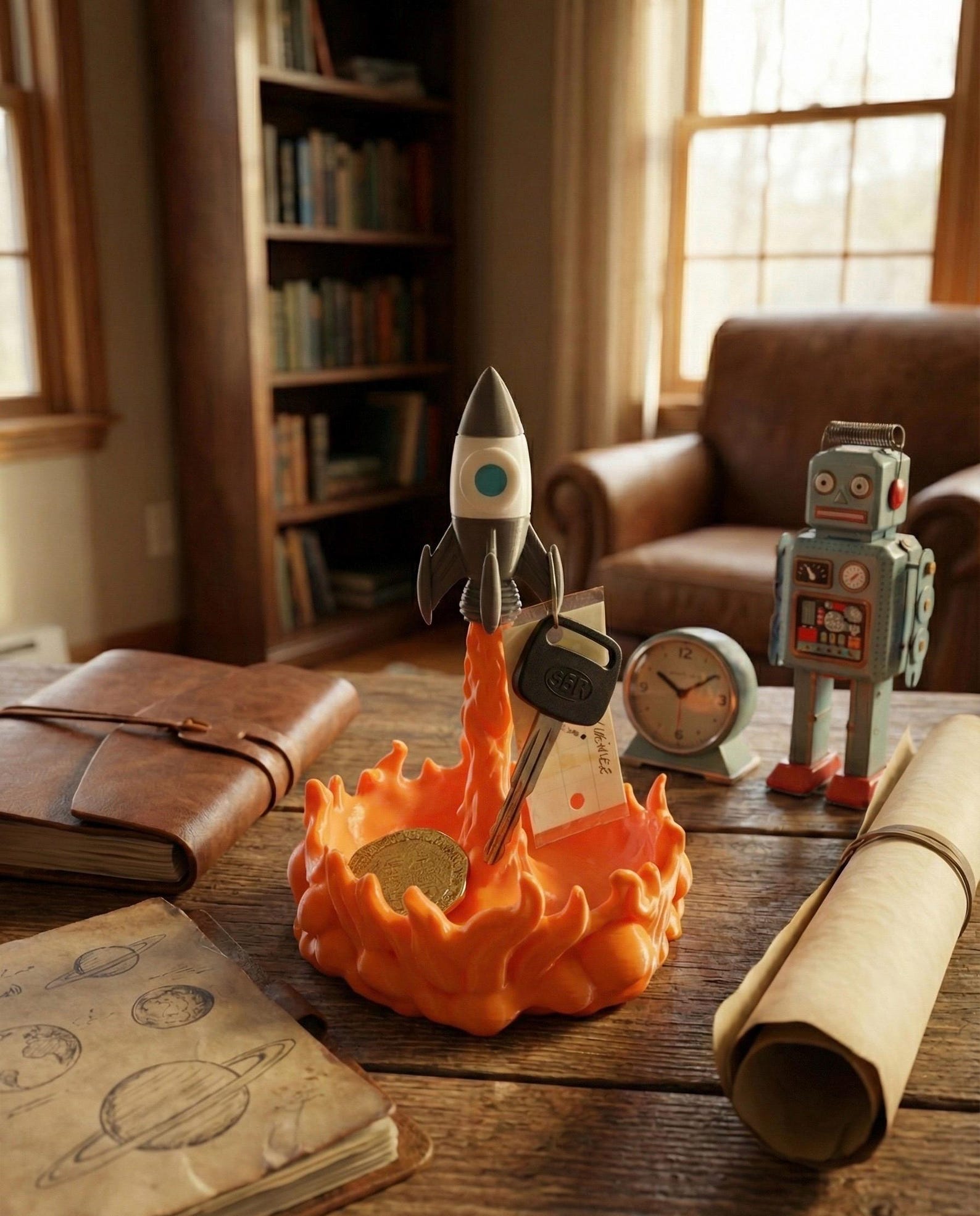 Rocket Ship Bowl – Retro Space Desk Organizer - Etsy