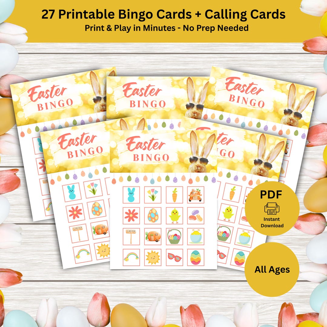 Easter Bingo Game for Kids Printable 27 Bingo Cards Calling Cards ...