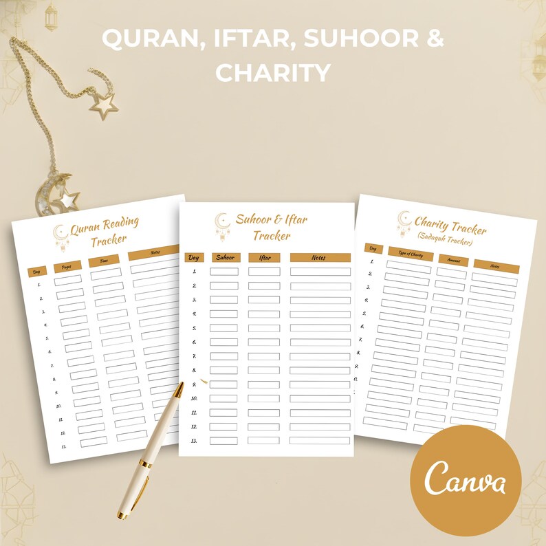 Ramadan Planner 2026 Canva Editable Printable Islamic Journal Prayer ...