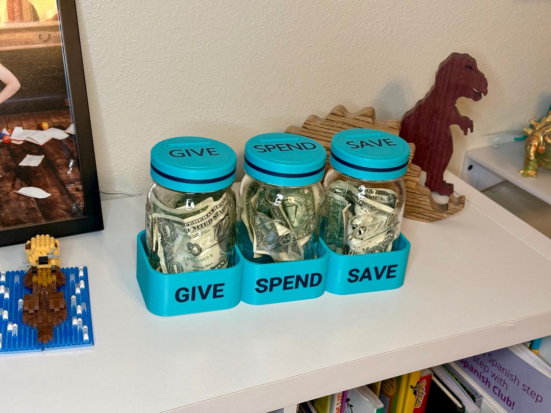 Custom Color Give Spend Save Bank (mason Jars INCLUDED) | 3D Printed ...
