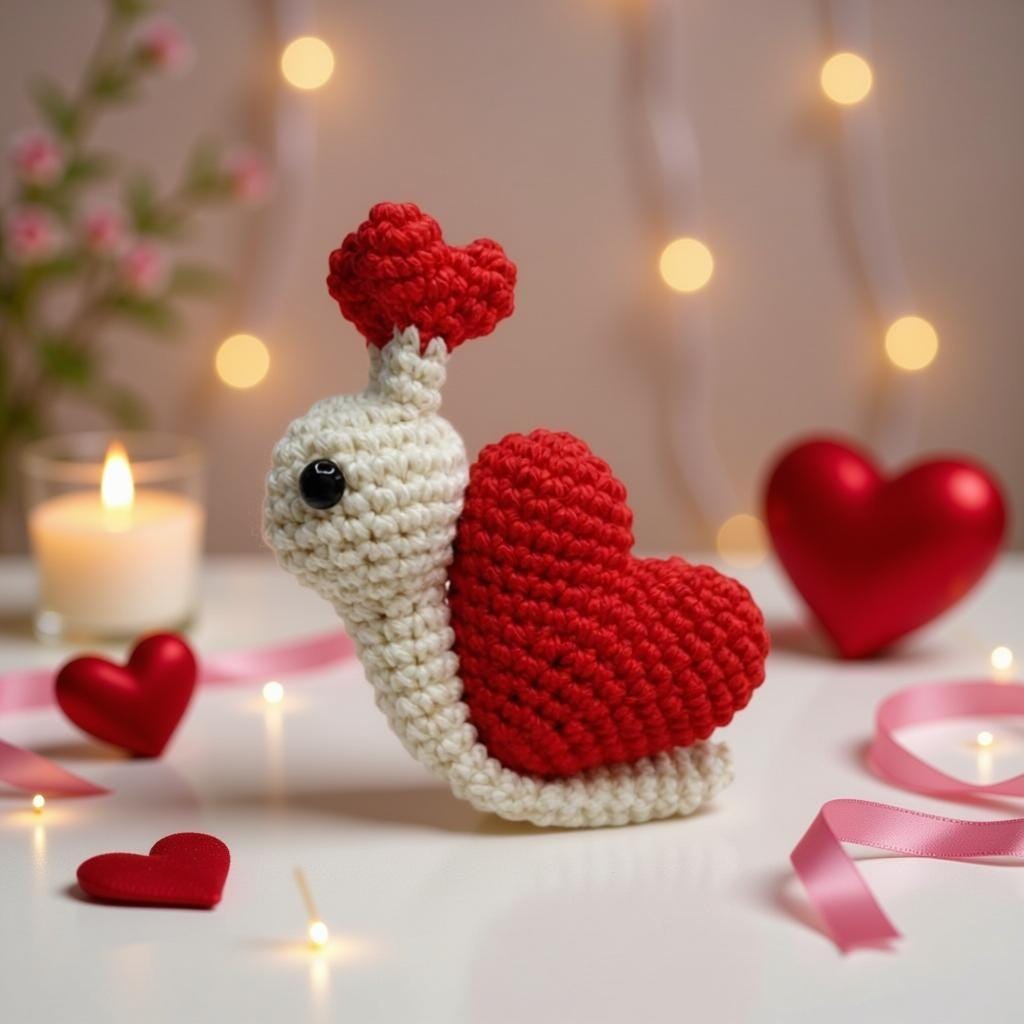 Romantic Valentine Amigurumi Snail PDF Heart Plush Beginner Friendly ...