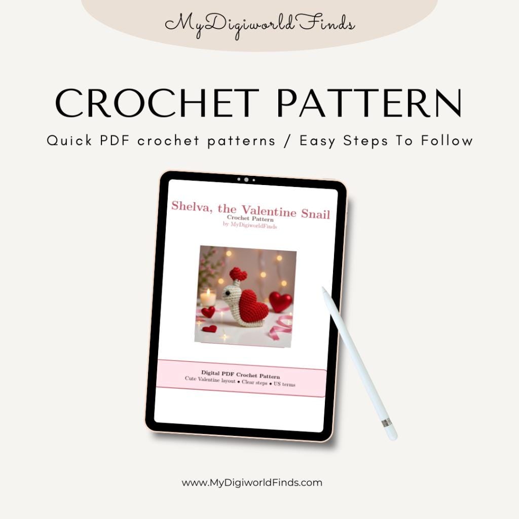Valentine Snail Crochet Pattern PDF, Amigurumi Stuffed Animal Pdf, Easy ...