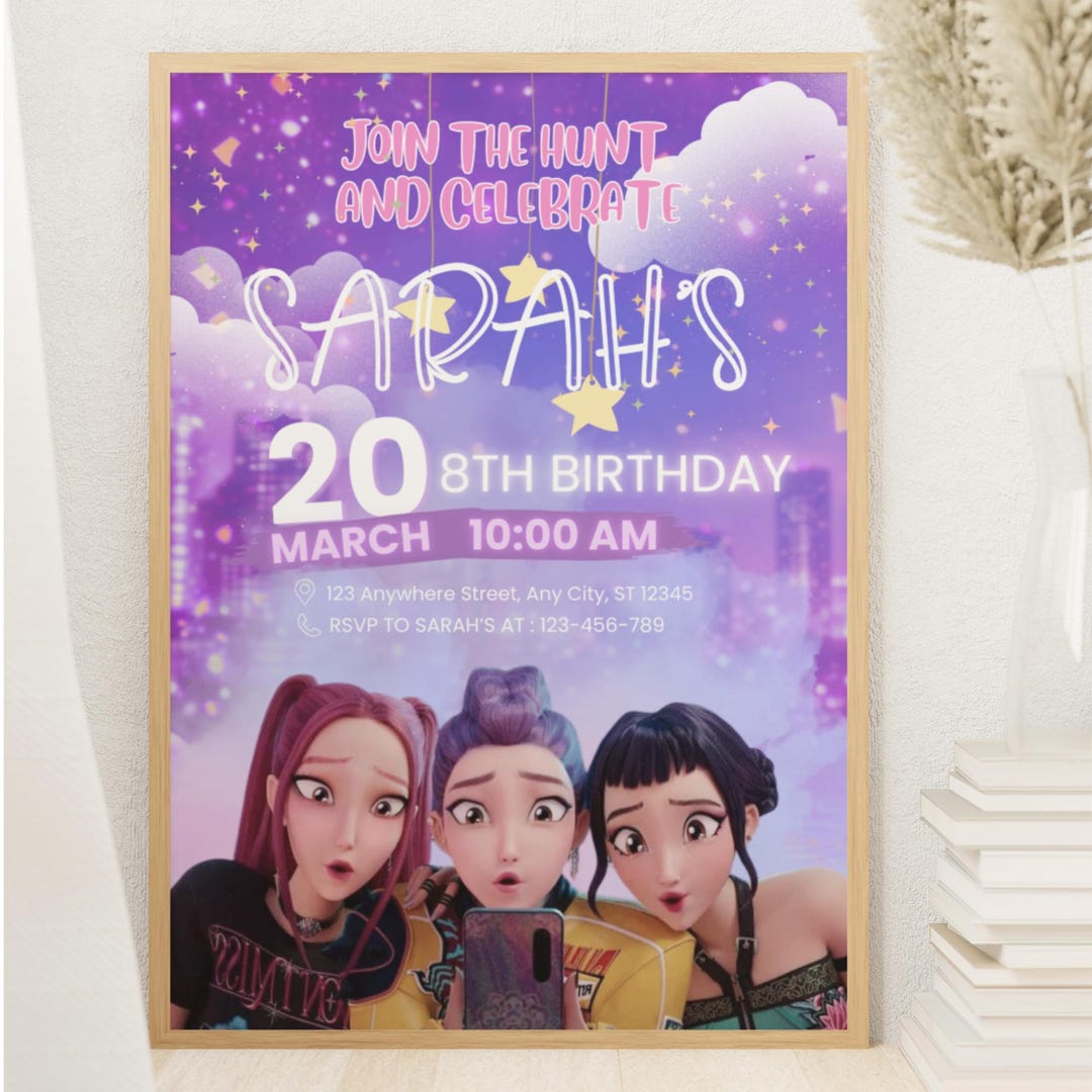 Kpop Birthday Invitation Flyer: Anime Style, Editable Canva Template ...