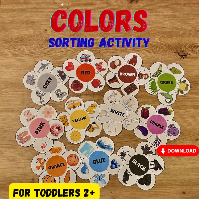 Toddler Color Sorting Game | Montessori Learning Activity (PDF Download ...